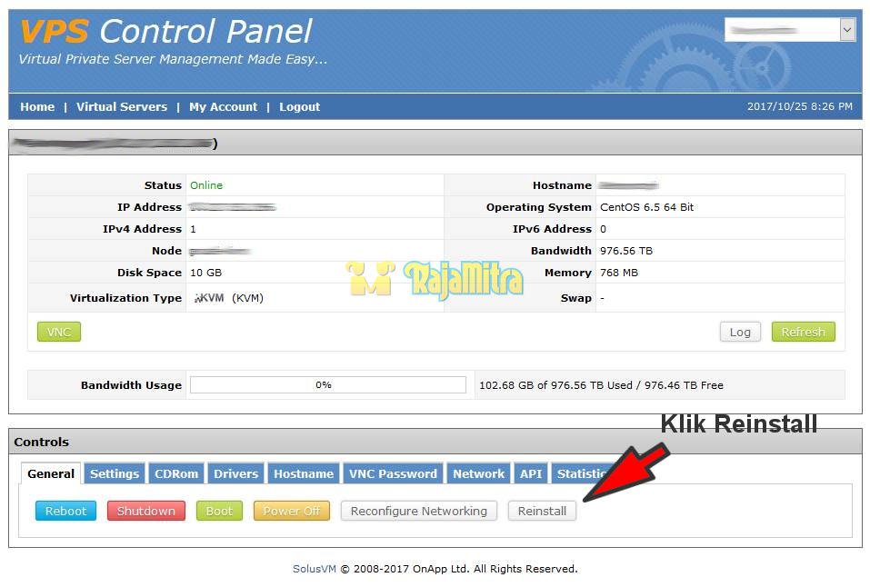 Cara Reinstall OS VPS di SolusVM – RajaMitra Hosting